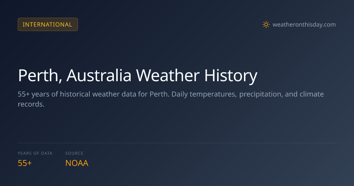 Perth, Australia Weather History: 65°F to 86°F