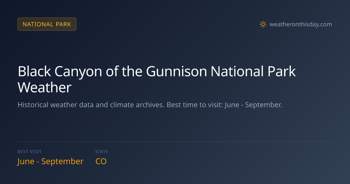 Black Canyon of the Gunnison National Park Weather: 90°F Summers, 16°F ...