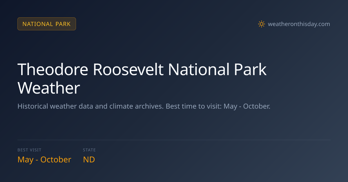 Theodore Roosevelt National Park Weather: 86°F Summers, 6°F Winters